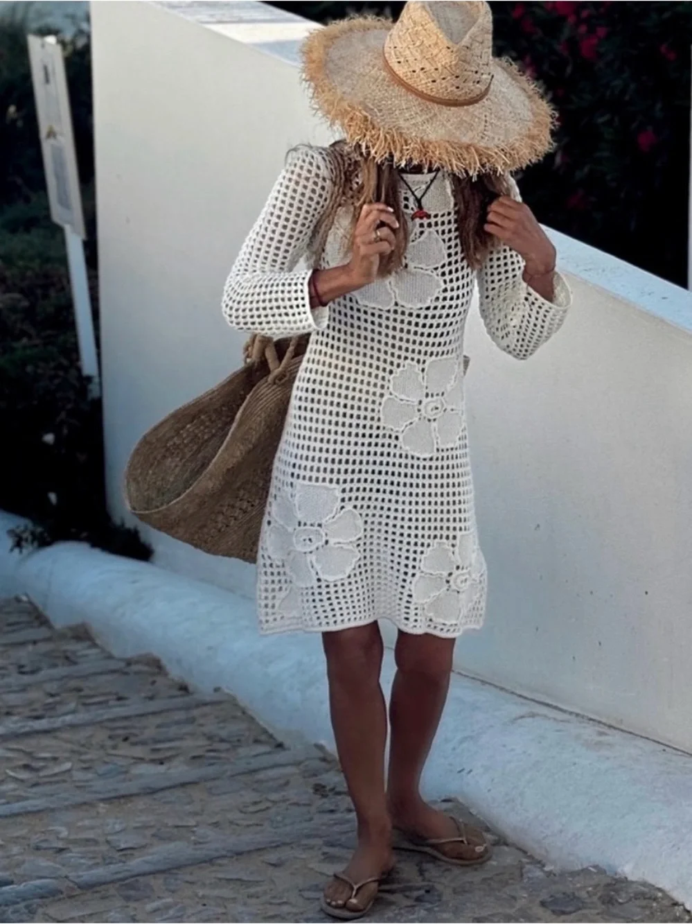 Zara | Dresses | Zara Floral Crochet Knit Dress | Poshmark